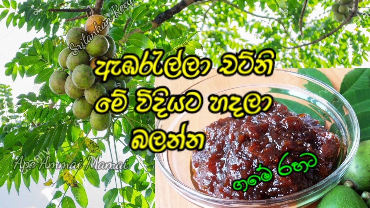 how to make ambarella chutney at home ඇඹරැල්ලා චට්නි Ape Ammai Mamai ...