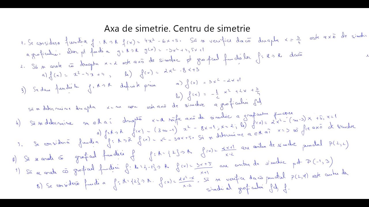 Functii. Axa de simetrie. Centru de simetrie - Exercitii rezolvate ...