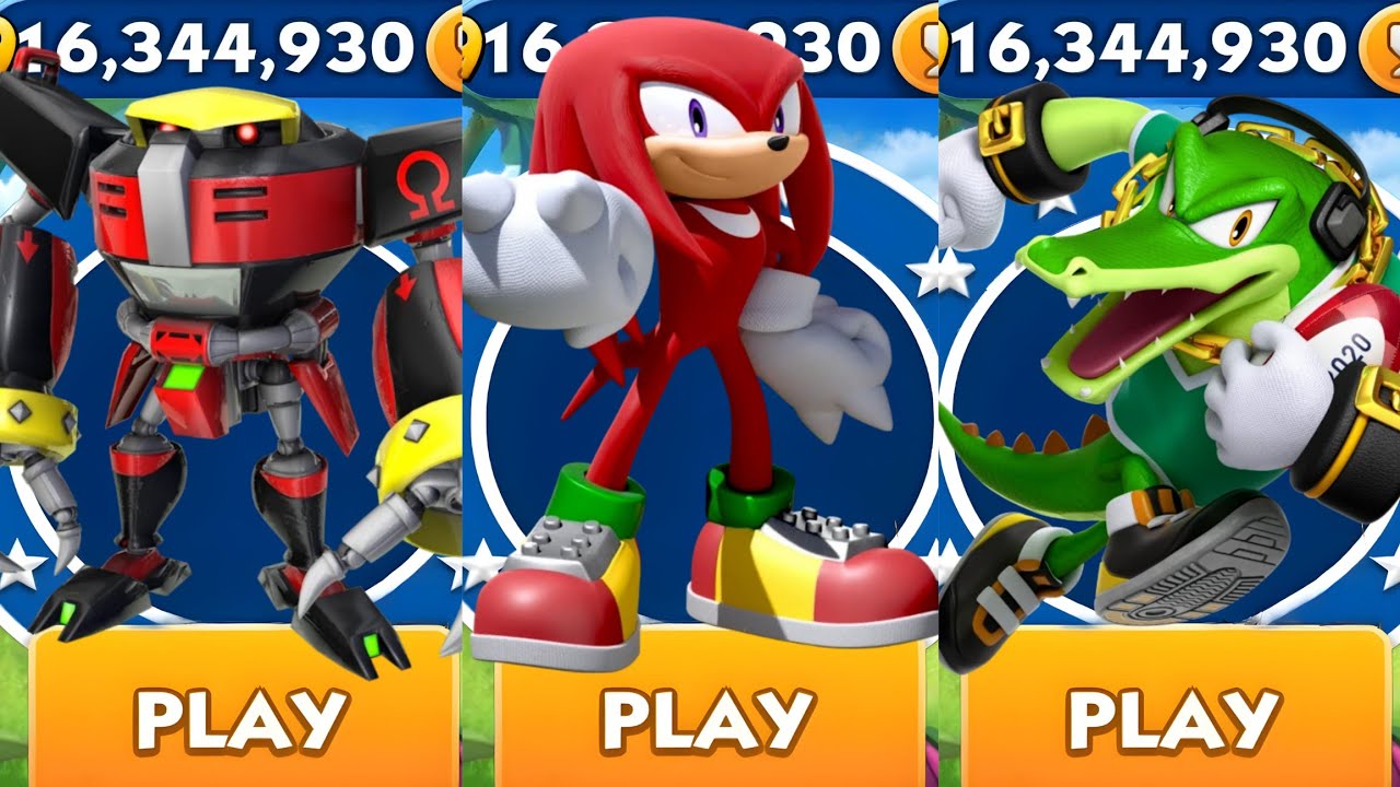 Sonic Dash - Omega vs Knuckles vs Vector vs All Bosses Zazz Eggman ...