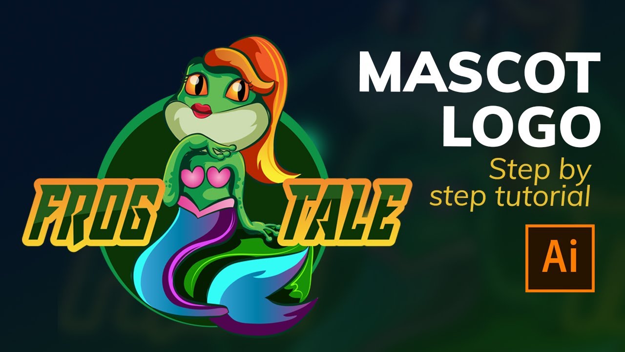Mascot logo tutorial_frog mermaid | Adobe Illustrator step by step ...