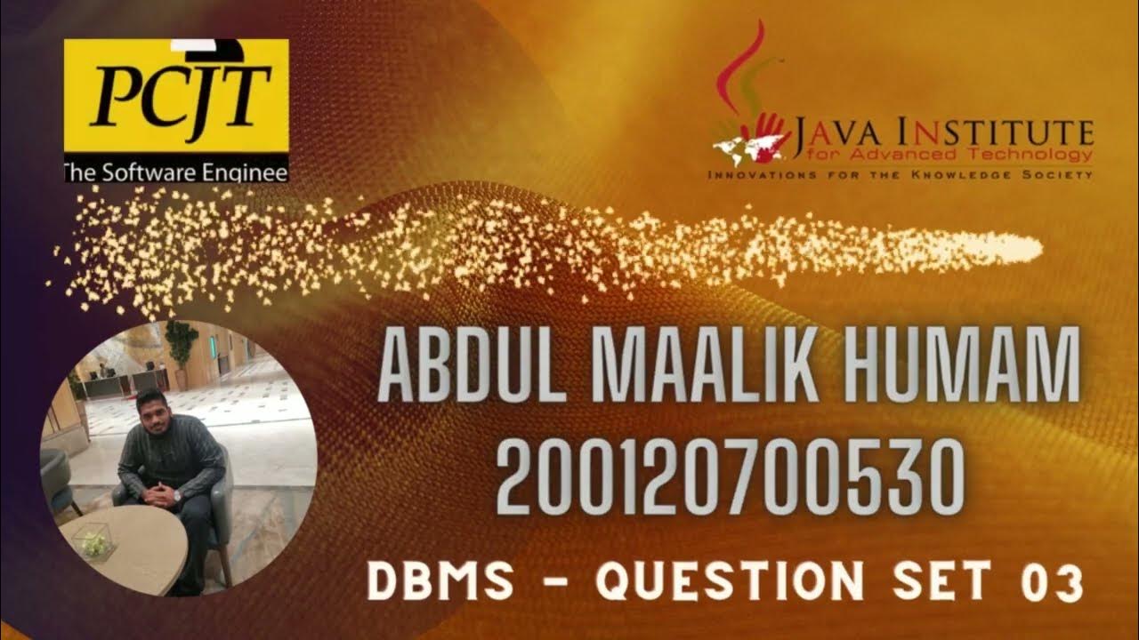 DBMS - Question Set 03 | Java Institute | Abdul Maalik Humam - YouTube