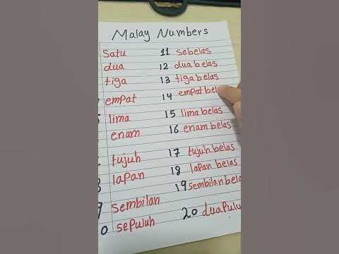 Malay Numbers from 1to 20 - YouTube