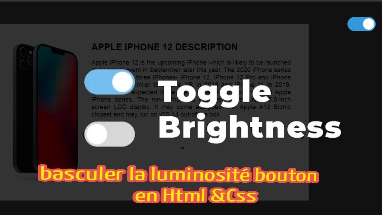 Toggle Page Brightness Html And Css Basculer La Luminosité De Page Web Youtube 0285