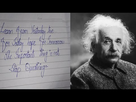 Simple cursive handwriting with Albert Einstein Quote - YouTube