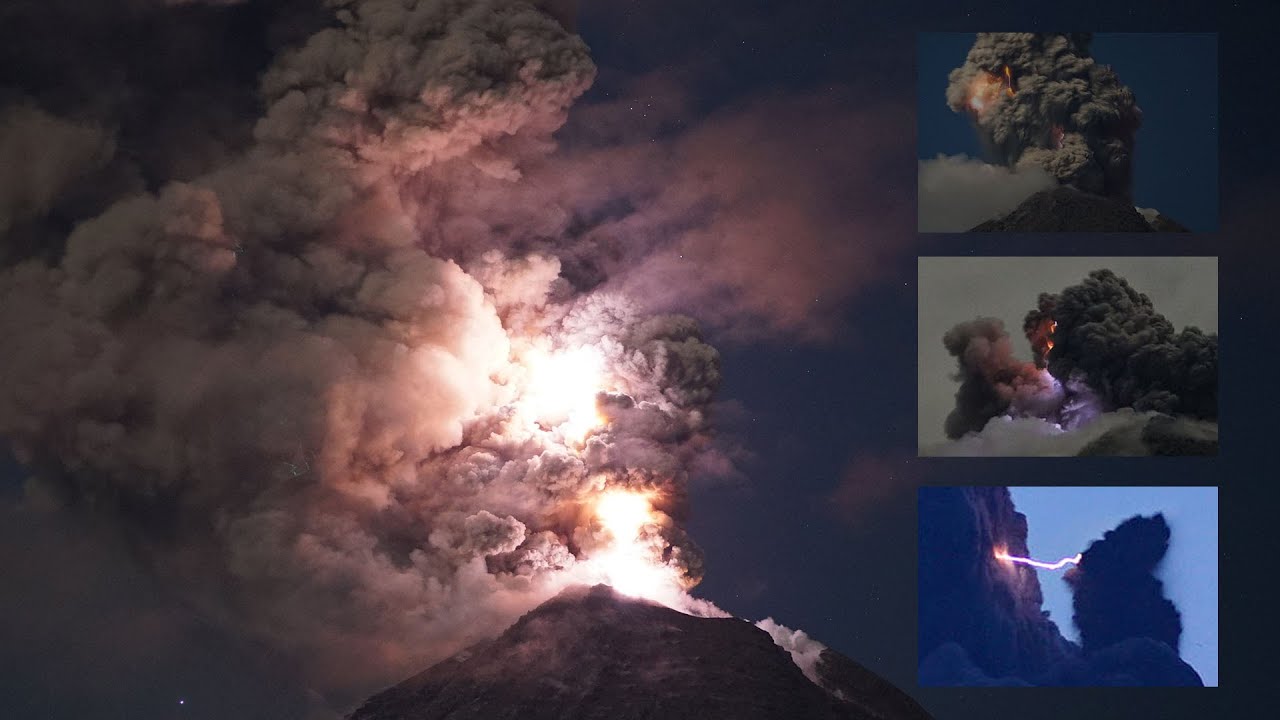 Spectacular Lightning in Ash Clouds from Colima volcano, Mexico ...