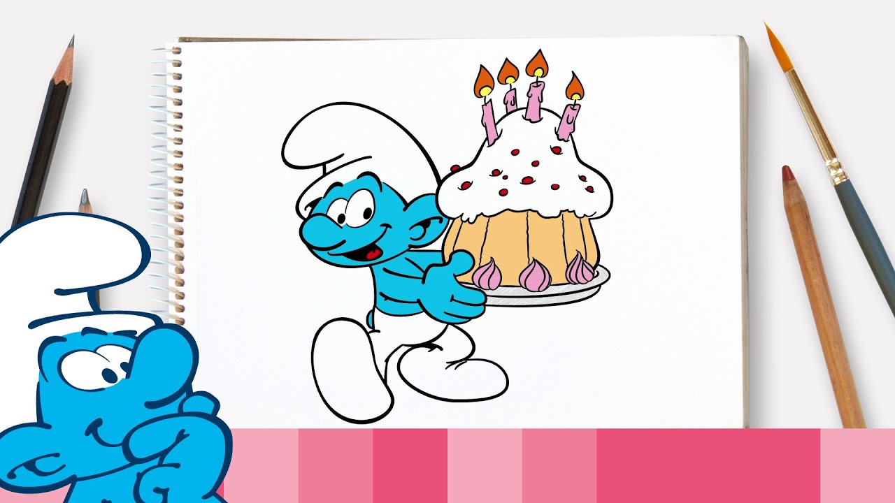 Cómo dibujar a Pitufo Cumpleañero • Los Pitufos - YouTube
