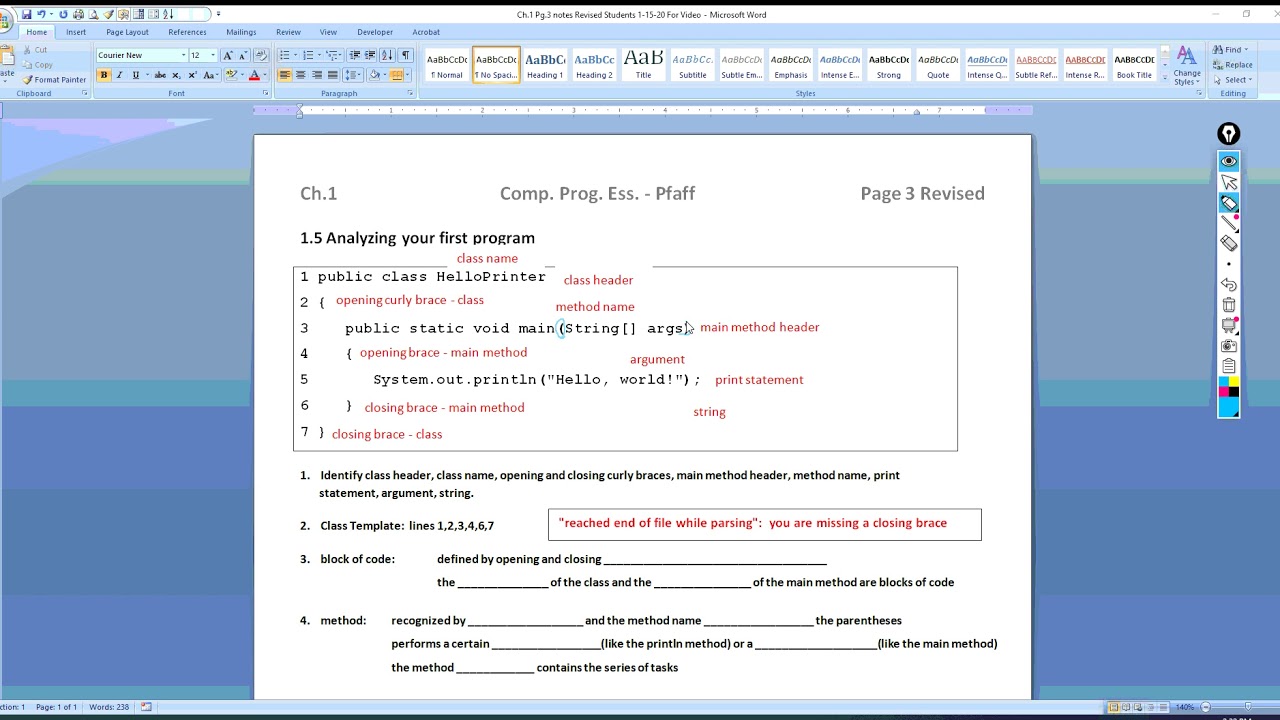 Intro to Java Vocabulary: Your first program - YouTube