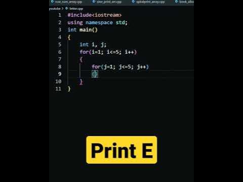 Star pattern 🌟 to print letter E in C++ #programming #coding #shorts #tutorials - YouTube
