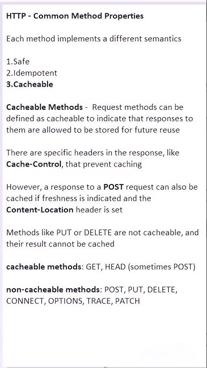http common method properties | cacheable | API's - YouTube