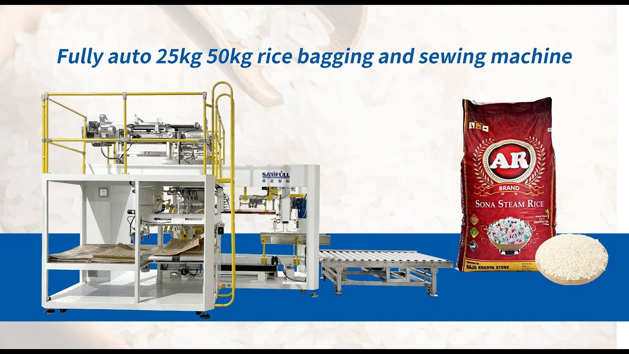 5kg rice bag in bag counting and repacking line - YouTube