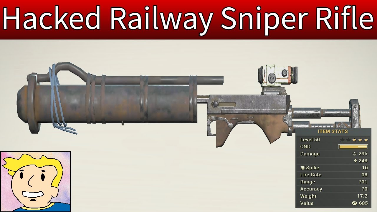 FO76 - Hacked Railway Sniper Rifle - 700+ Range - YouTube