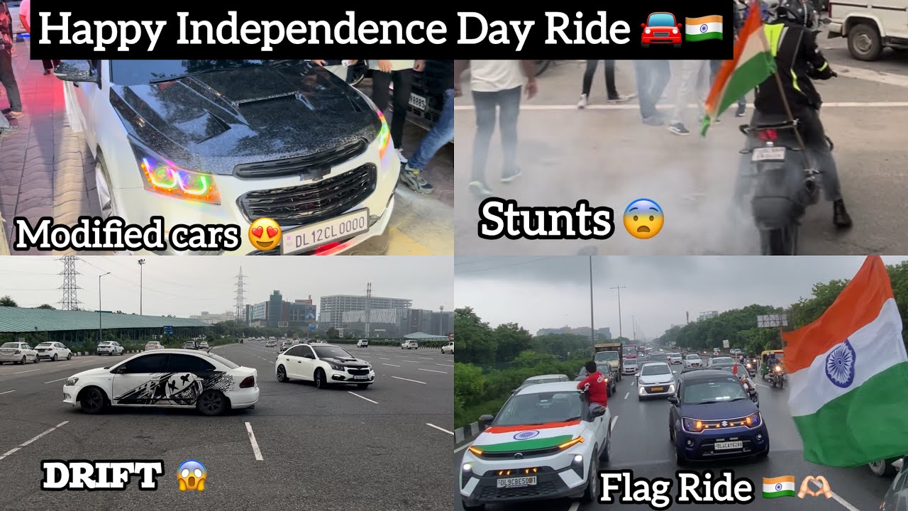 Independence Day Ride 🇮🇳🚘| Modified Cars 😍 | Drifts 😱| Full vlog # ...