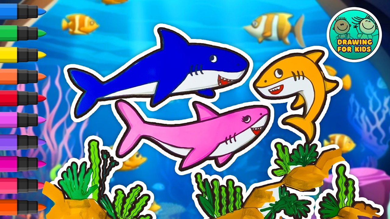 How to Draw and Color Shark Family for Kids? | Drawing for kids - YouTube