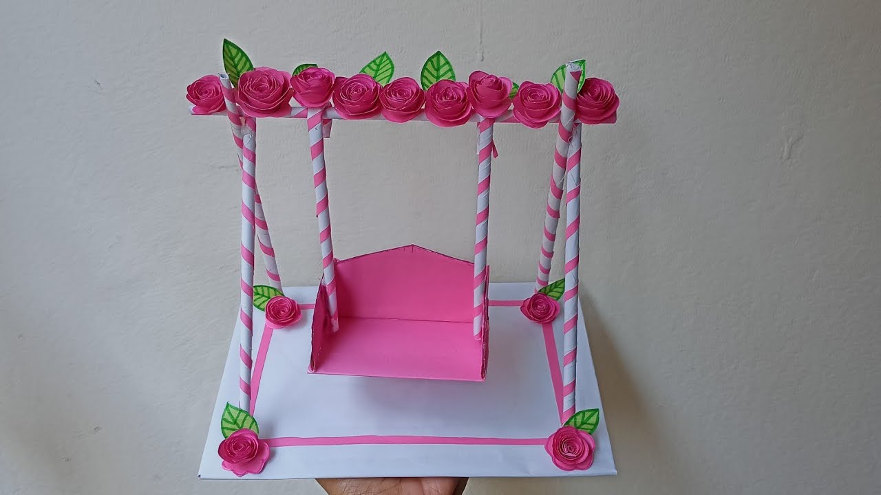 How to make paper craft swing ।। origami swing ।। school craft ।। DIY ...