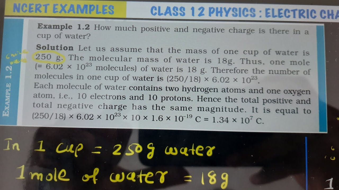 Example 1.2 How much positive and negative charge is there in a cup of ...