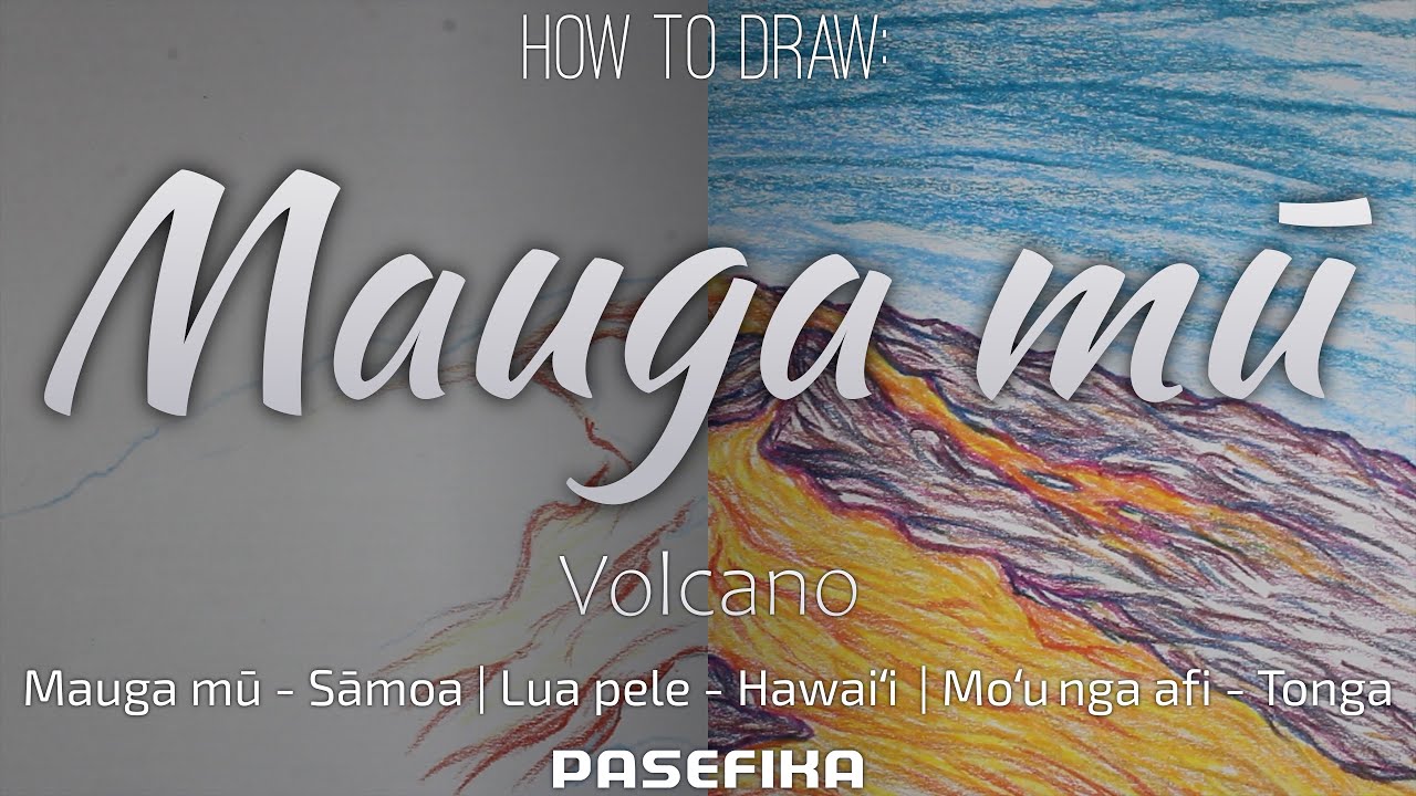 How to draw a volcano (Mauga mū) freehand with color pencils - YouTube
