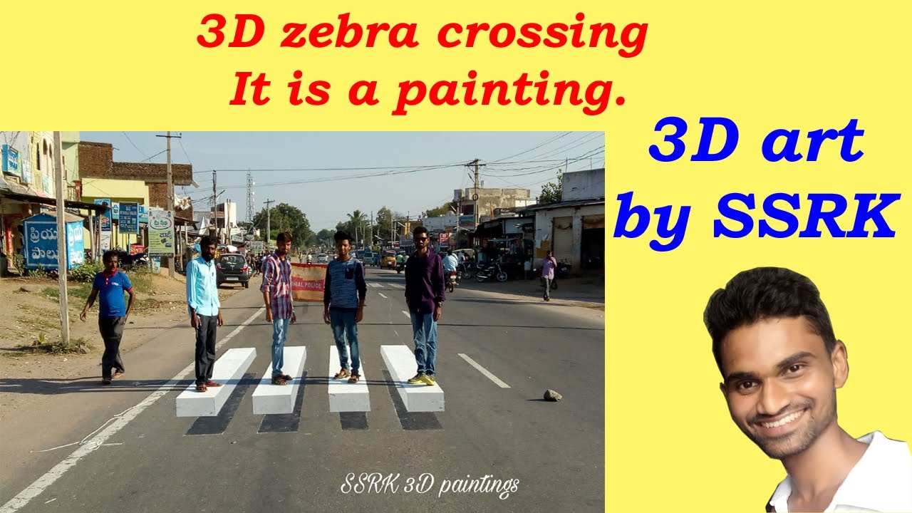 3D zebra crossing painting for Road safety - YouTube