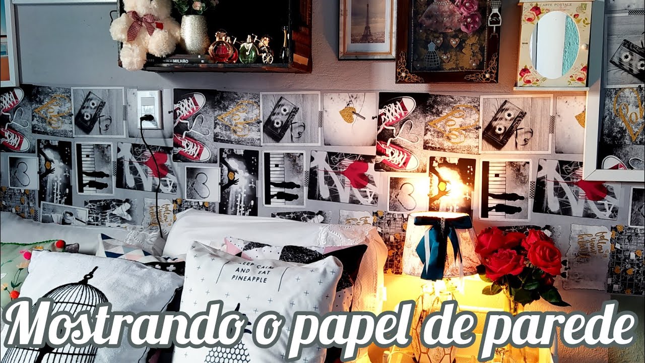 Mostrando o papel de parede & pintei o armário - YouTube