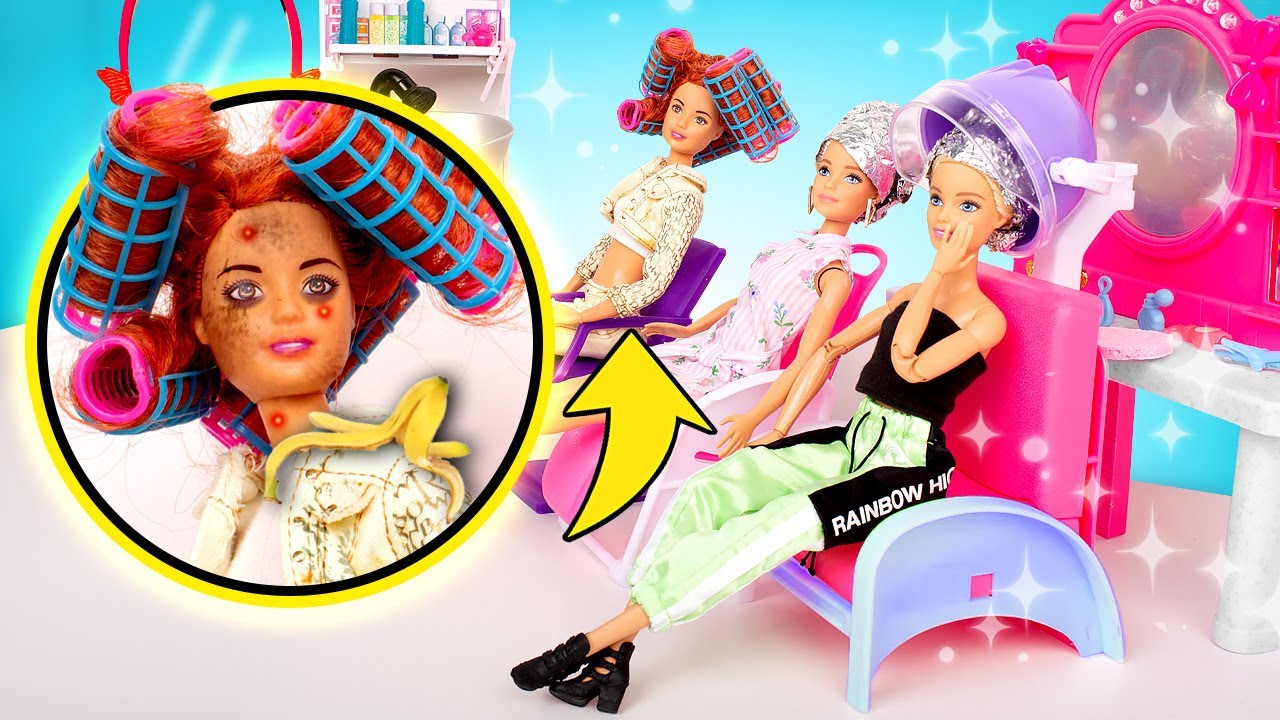 AMAZING Doll Beauty Salon 🛀💇‍♀️ Barbie COMPLETE MAKEOVER - YouTube