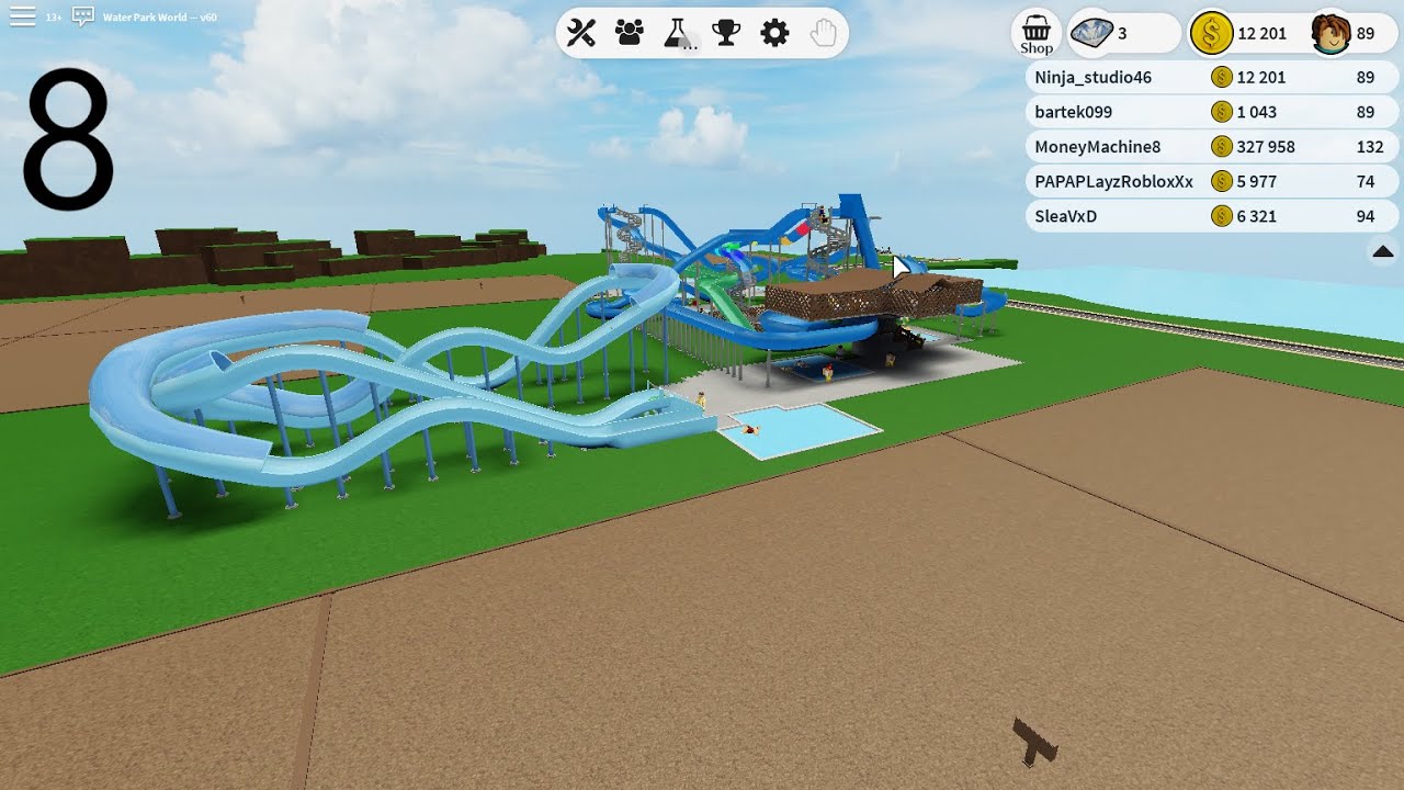 ROBLOX: Water Park World Part 8 - Blaster Slide, Wood Path on Resturant ...