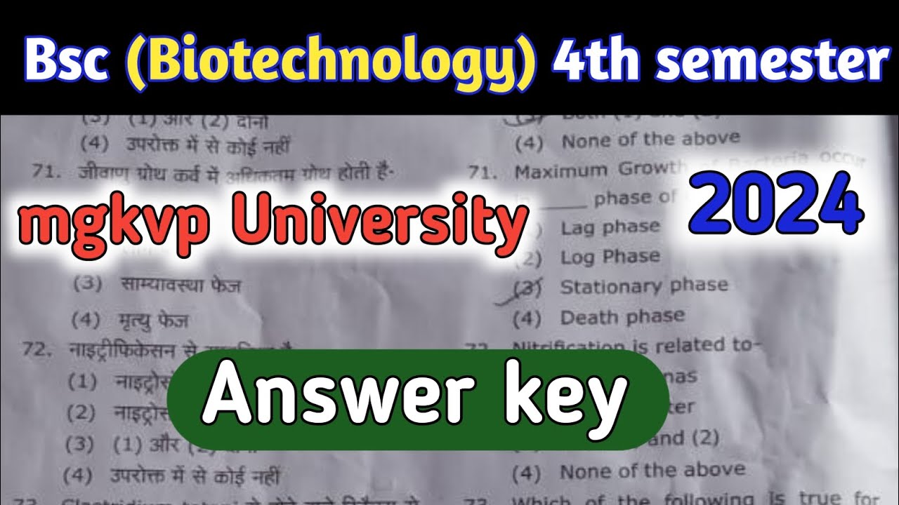 biotechnology 4th semester answer key mgkvp University 2024 ...