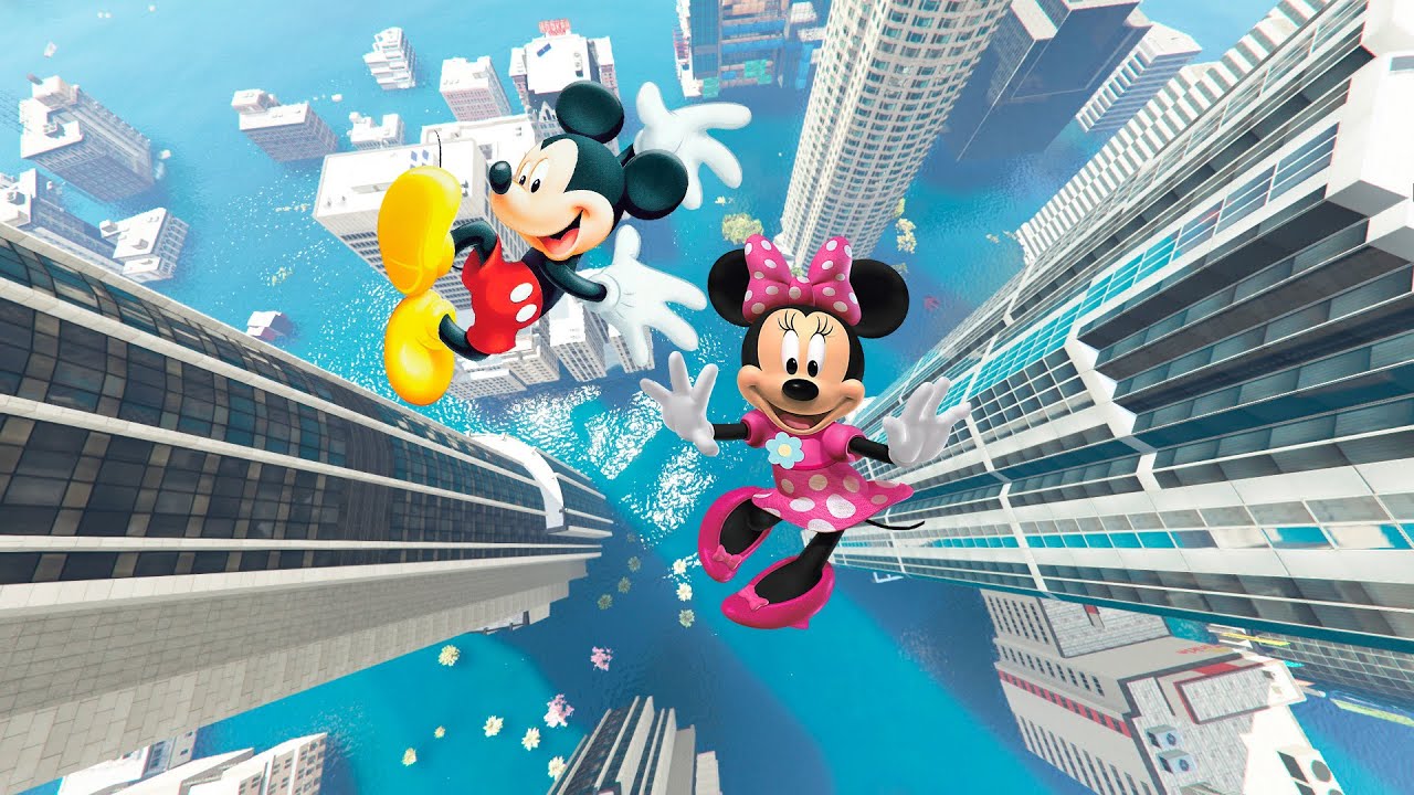 GTA 5 Water Ragdolls Mickey Mouse vs Minnie Mouse vs Spiderman Jumps ...