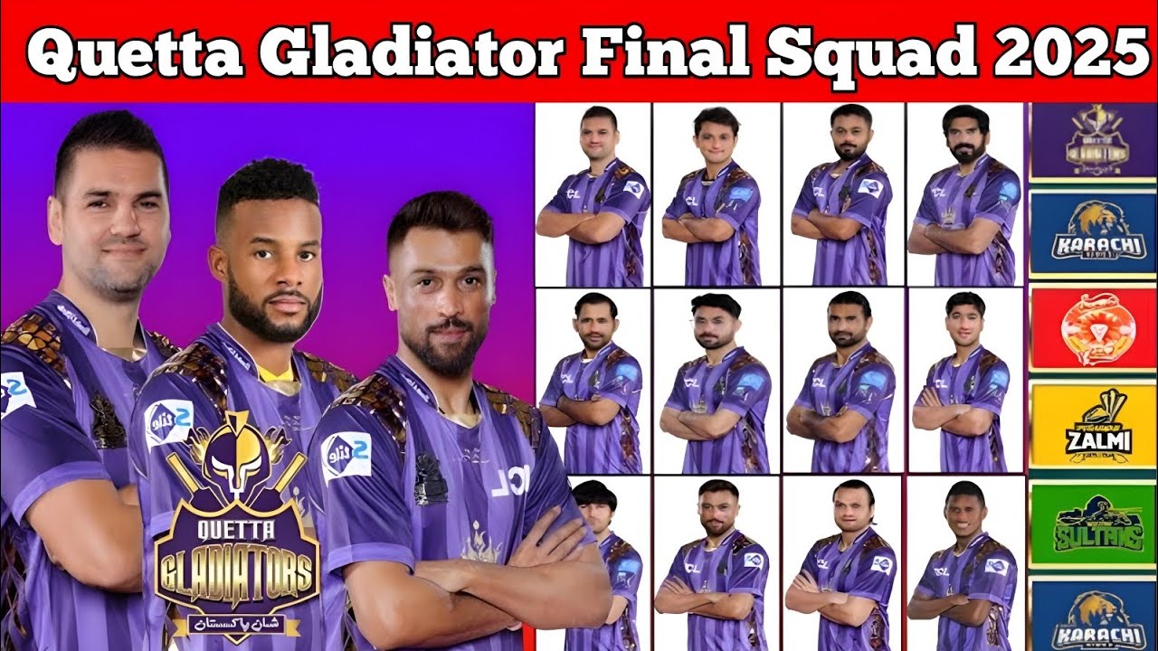 Quetta Gladiator Final Squad for Psl 2025 | Quetta Gladiator Final ...