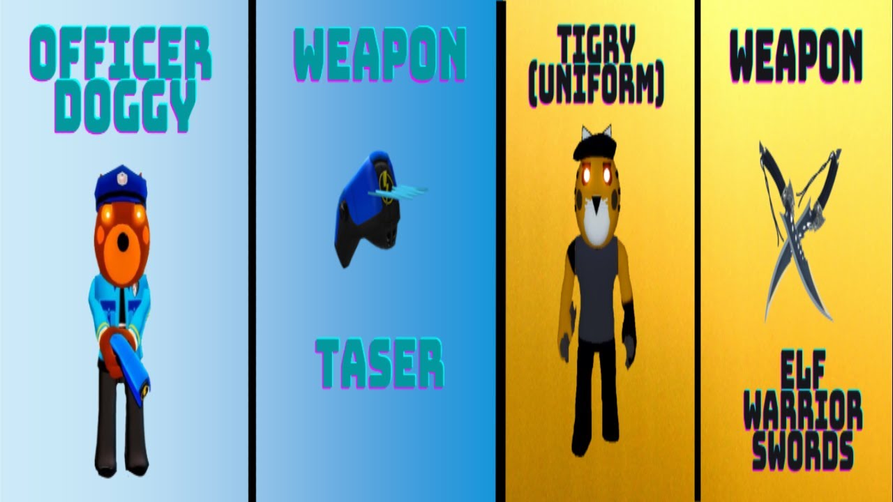 Roblox- All Book 2 Piggy Skins And Their Weapons - YouTube