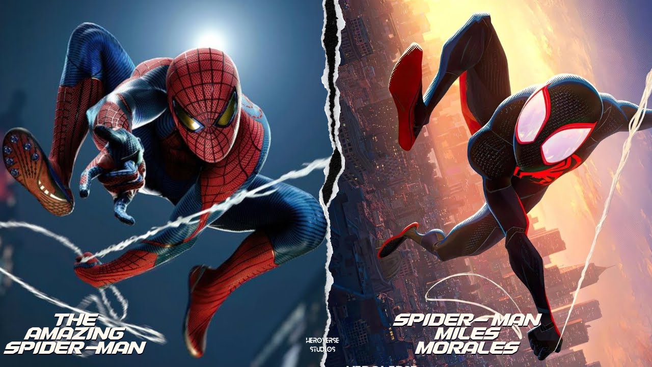 Spider-Man Miles Morales and The Amazing Spider Man Andrew Garfield ...