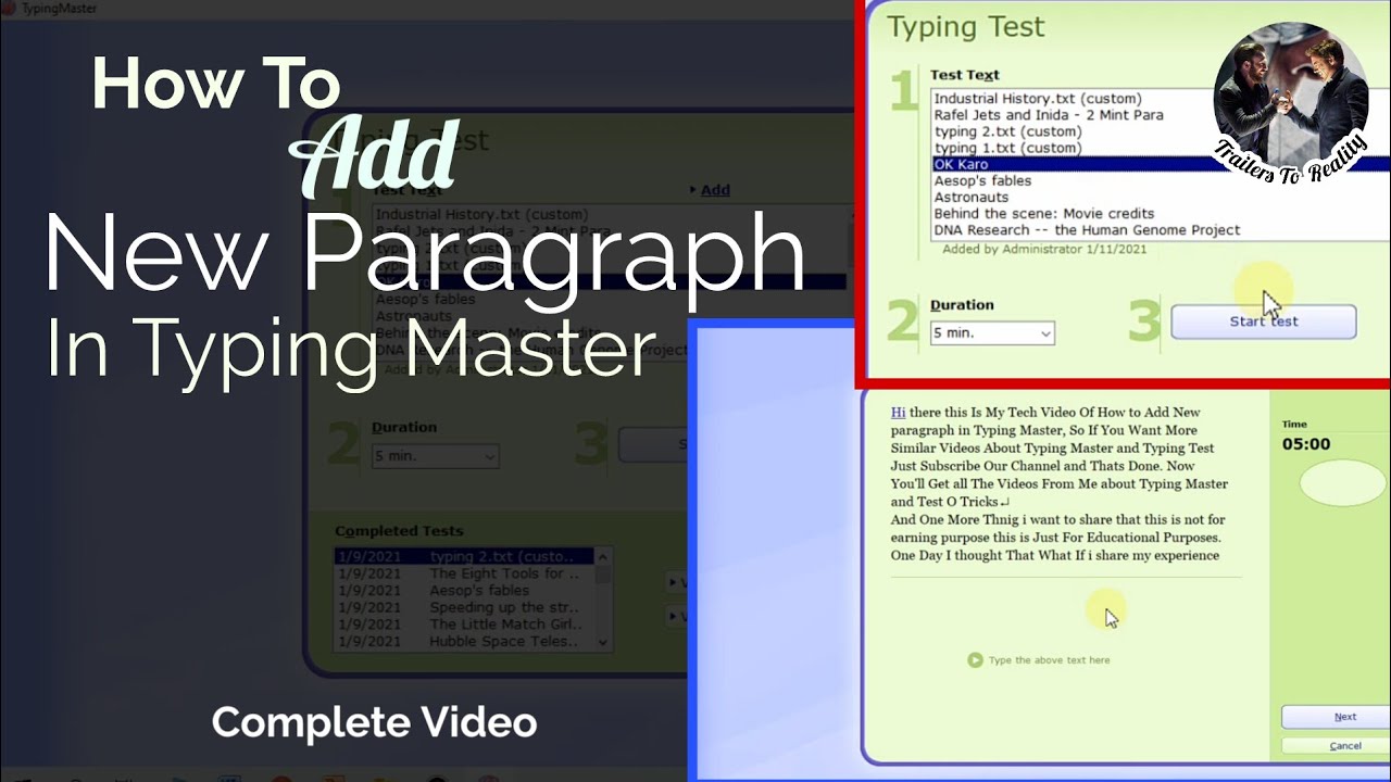 Add New Paragraphs / Text In Typing Master - Full Video 1080P - YouTube