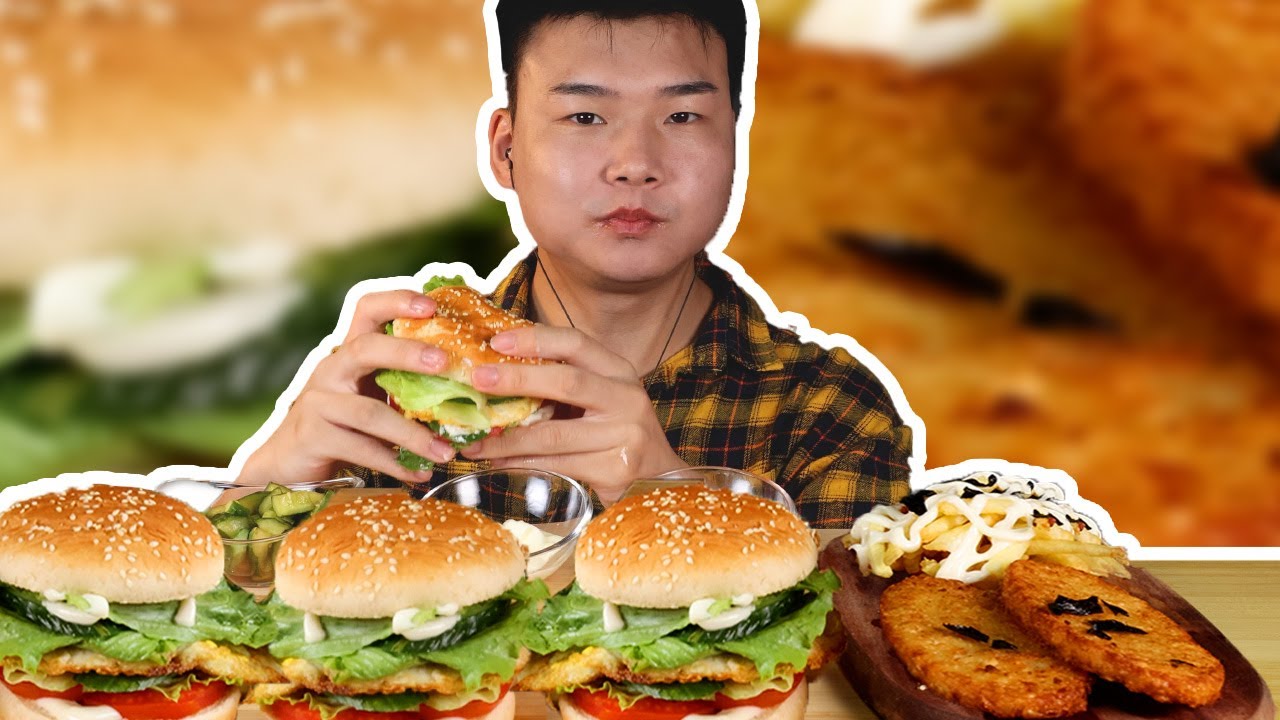 Mukbang)SUB/Yancy eat/Burger with hash browns/ASMR eating sounds - YouTube