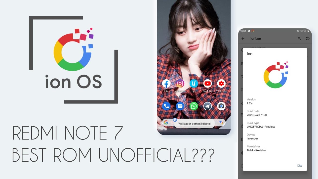 Review ROM ion OS UNOFFICIAL for Redmi Note 7 (Lavender) - YouTube