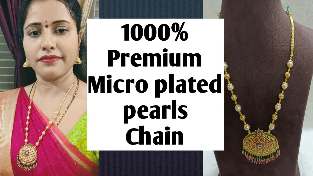 Micro plated pearls chain with big locket | One gram gold jewellery ...