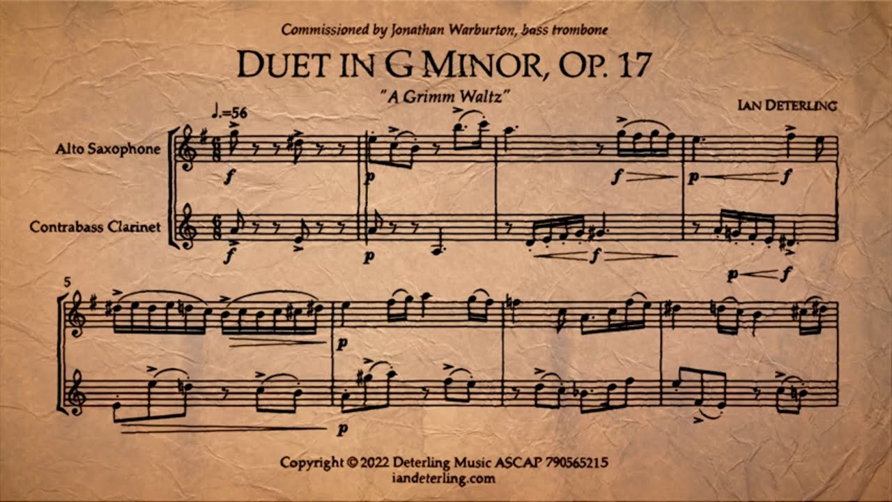 Duet for Alto Saxophone and Contrabass Clarinet in G Minor - YouTube