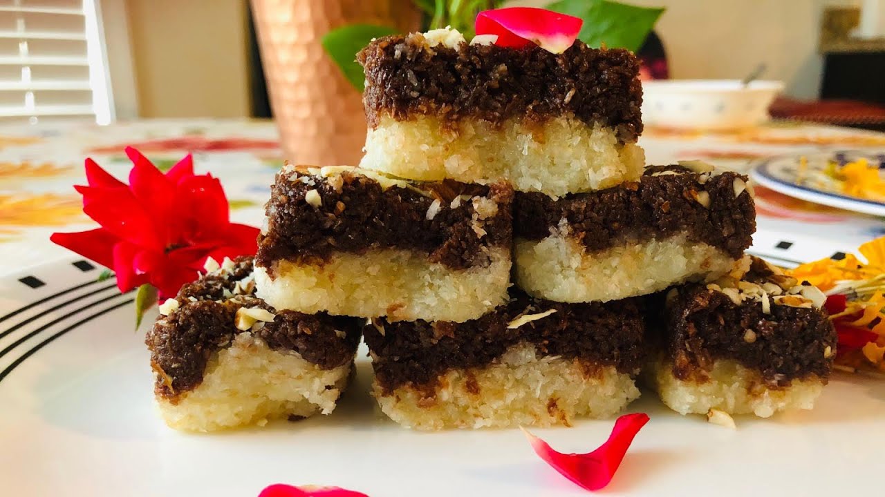 Coconut chocolate Burfi || Chocolate Kalakand Recipe || 2 easy Indian ...
