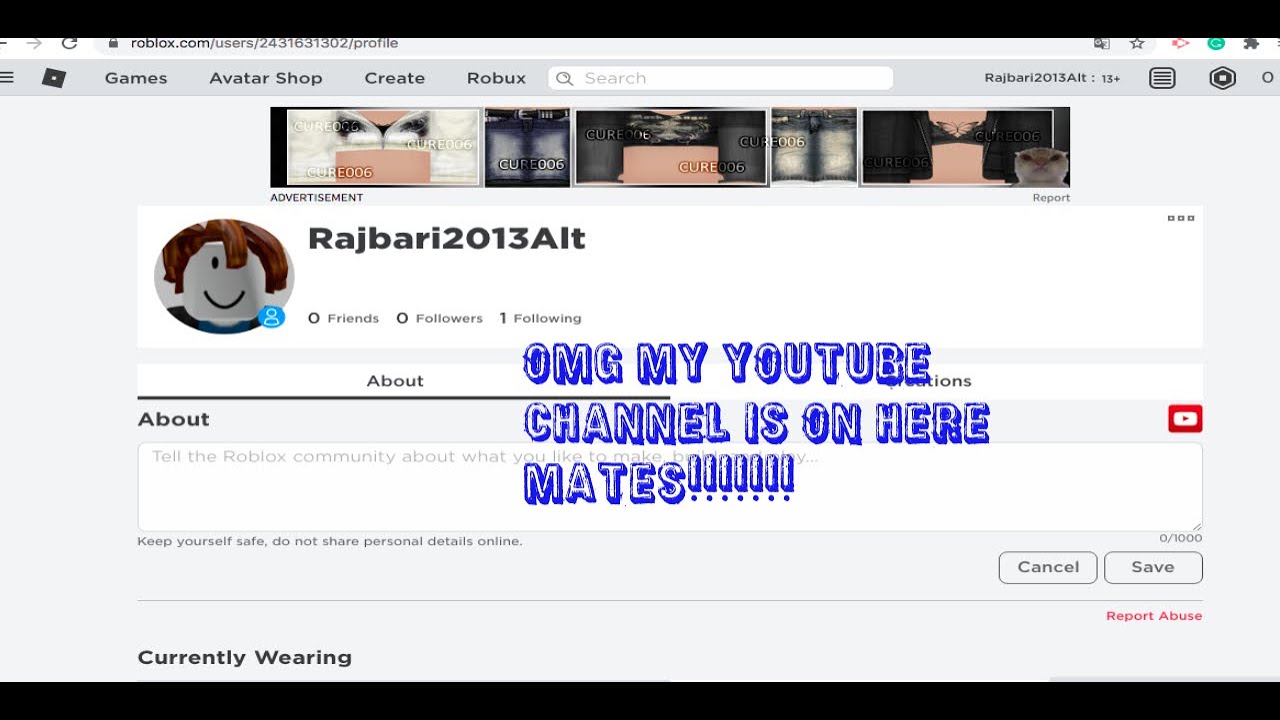 HOW TO ADD YOUR YOUTUBE CHANNEL ON YOUR ROBLOX PROFILE! - YouTube