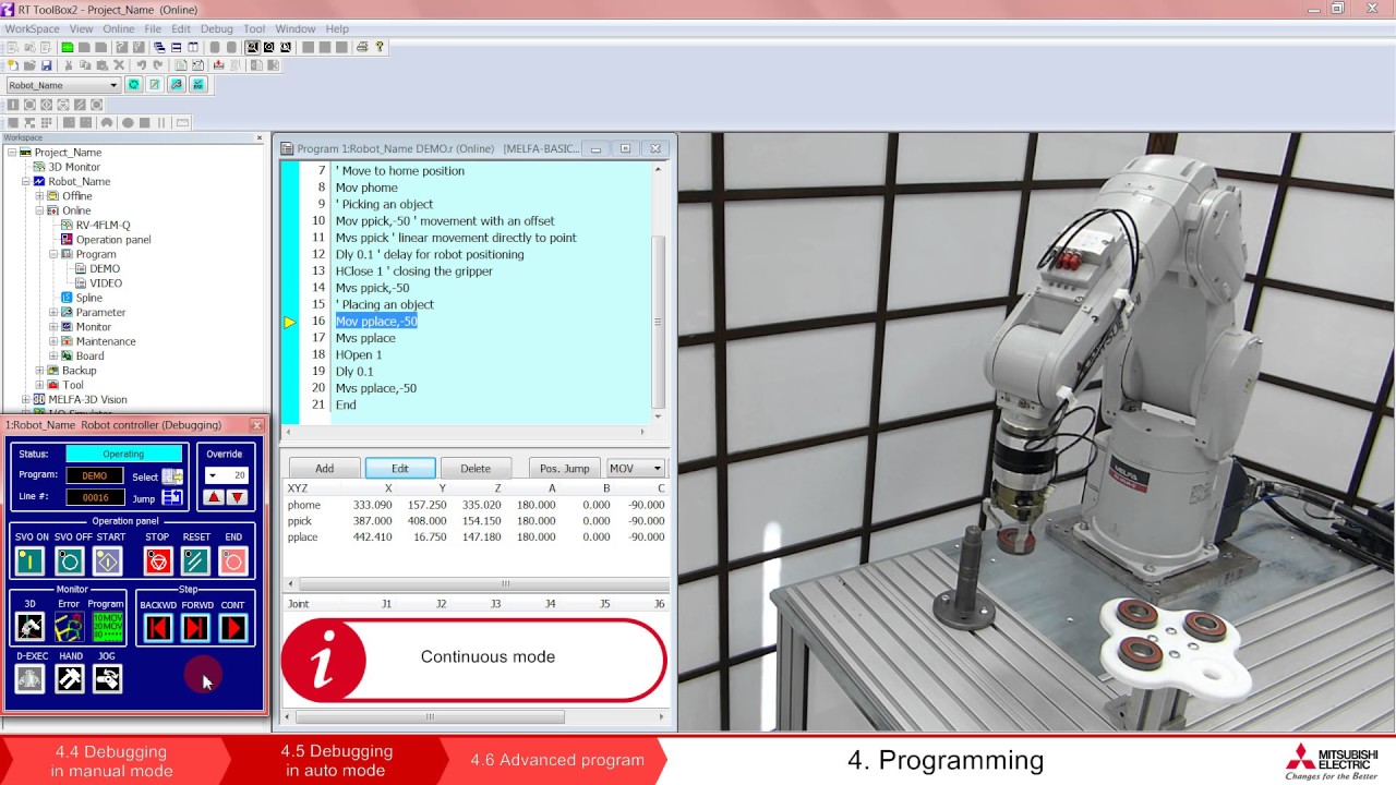 Robot Melfa Programming Lesson 45 Debugging In Automatic Mode Youtube 0140