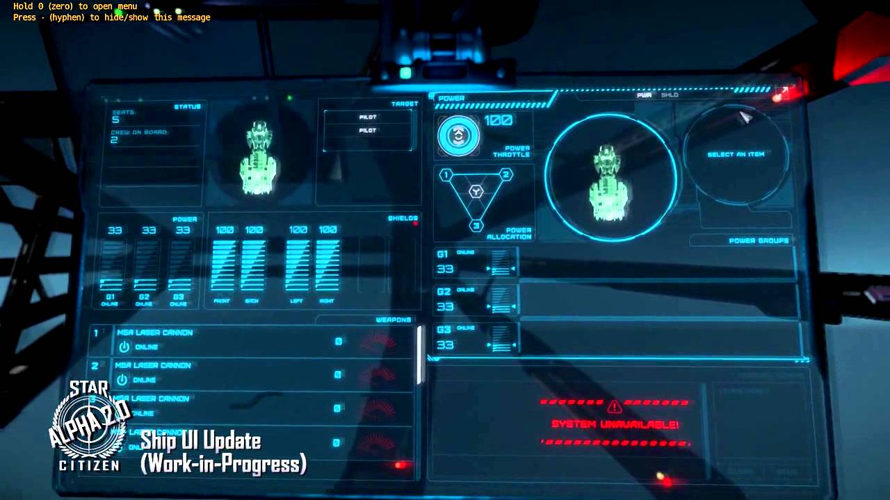Star Citizen Alpha 2 0: Ship UI Update - YouTube
