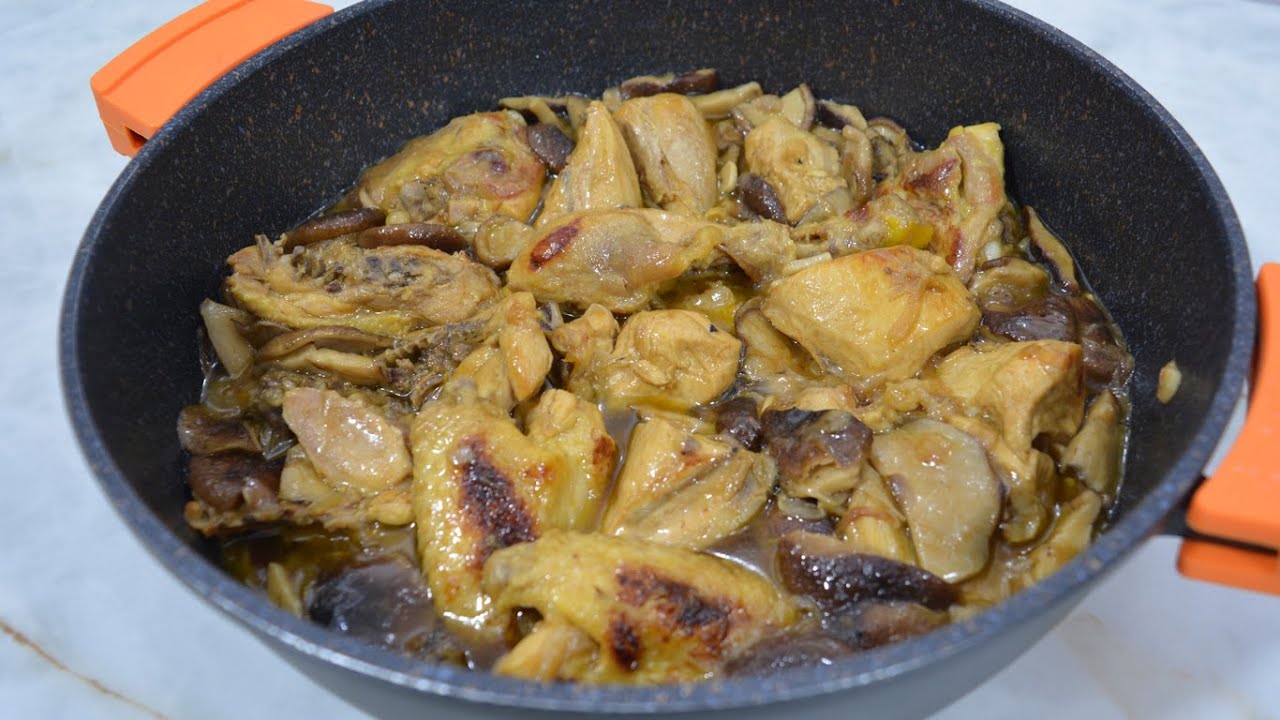 Pollo con setas shiitake, receta muy fácil para disfrutar - YouTube