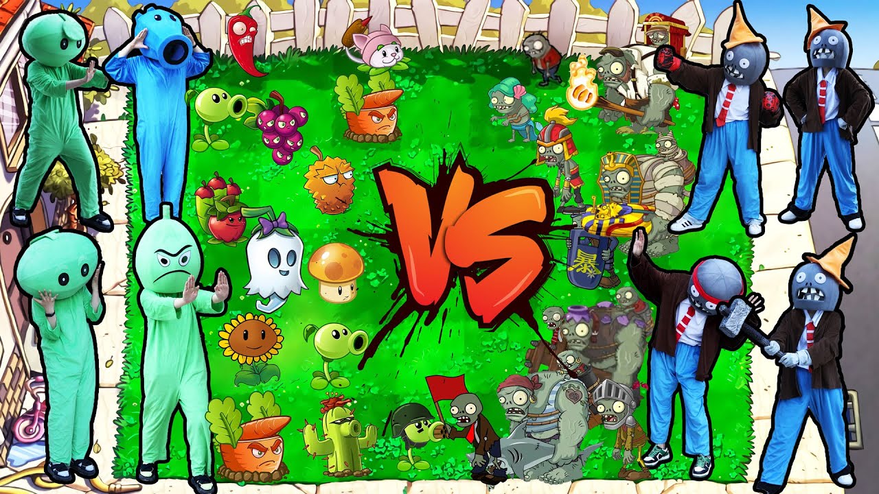 Plants vs zombies - Wogua vs roadblock zombies, bucket zombies - YouTube