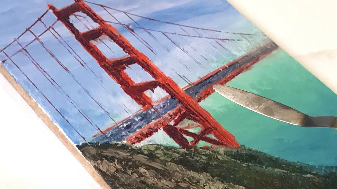 How to paint the Golden Gate Bridge. Oil painting. Landscape. - YouTube