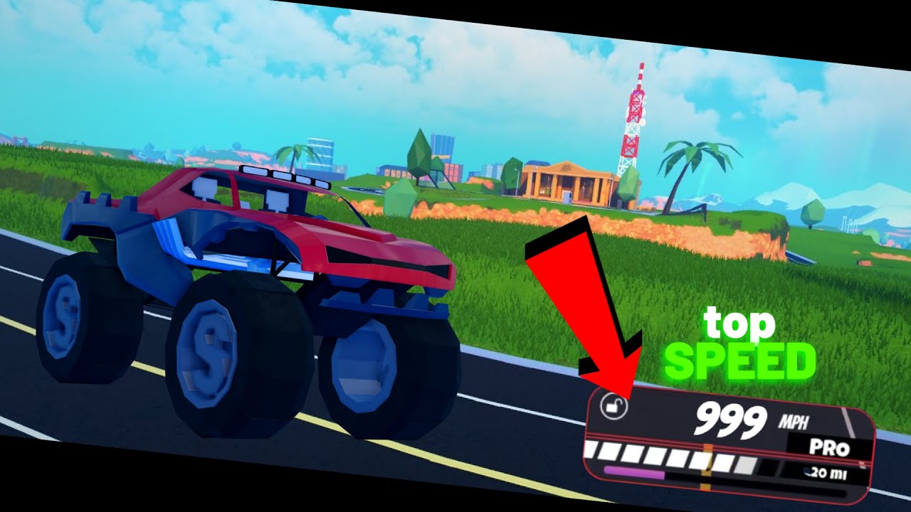 Jailbreak monster truck max upgrades top speed run - YouTube