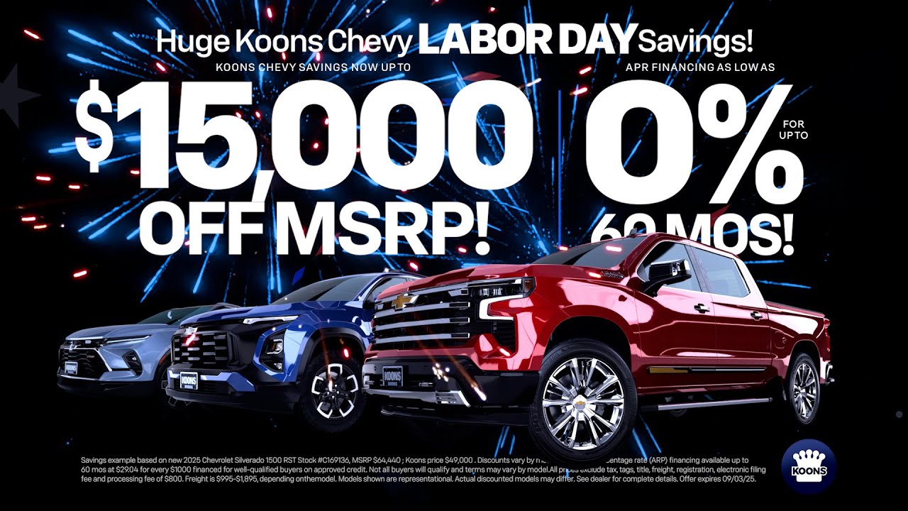 🚗 Koons Chevy Labor Day Sale! | Huge Savings Off MSRP + More for Your ...
