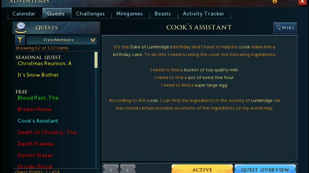 Runescape Cooks Assistant Quest (100% mobile player) - YouTube