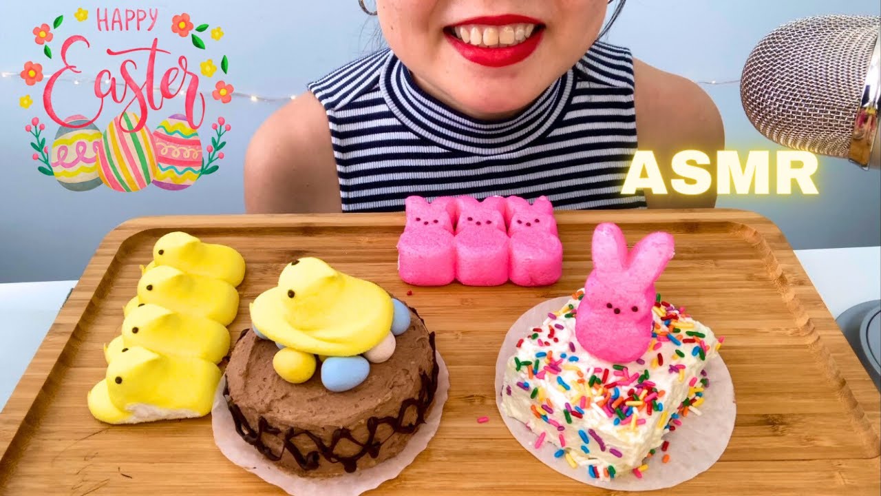 ASMR Homemade Mini Easter Cakes with Peeps and Cadbury Chocolate Eggs ...