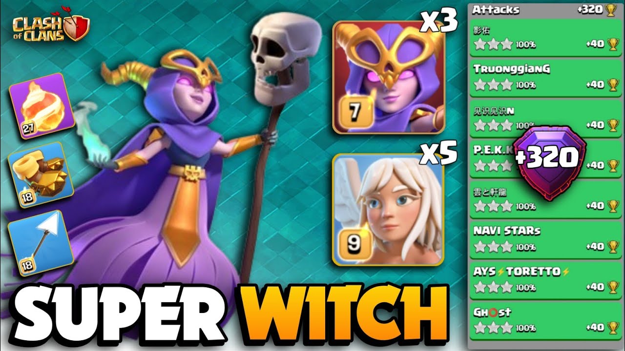 +320 EASILY Get 3 Stars 🔴 SUPER WITCH FIREBALL HEALER 🔴 TH16 Attack ...