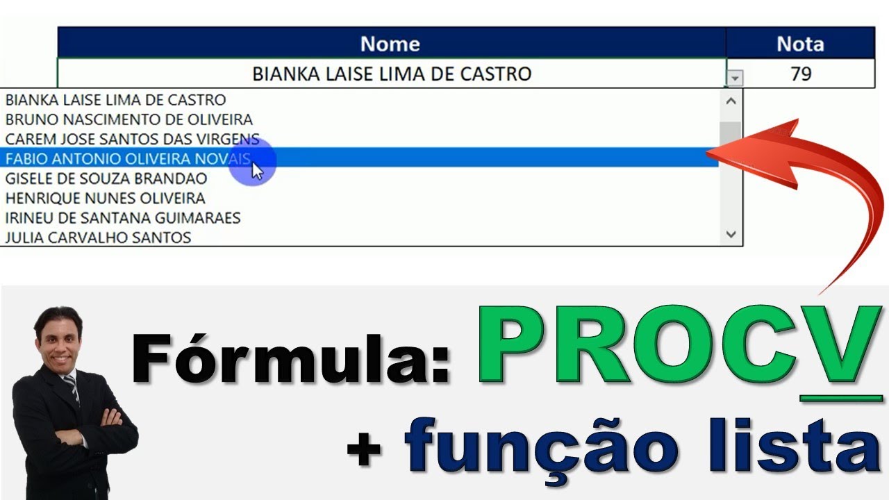 Fórmula Procv + Função lista - Rápido e simples - YouTube