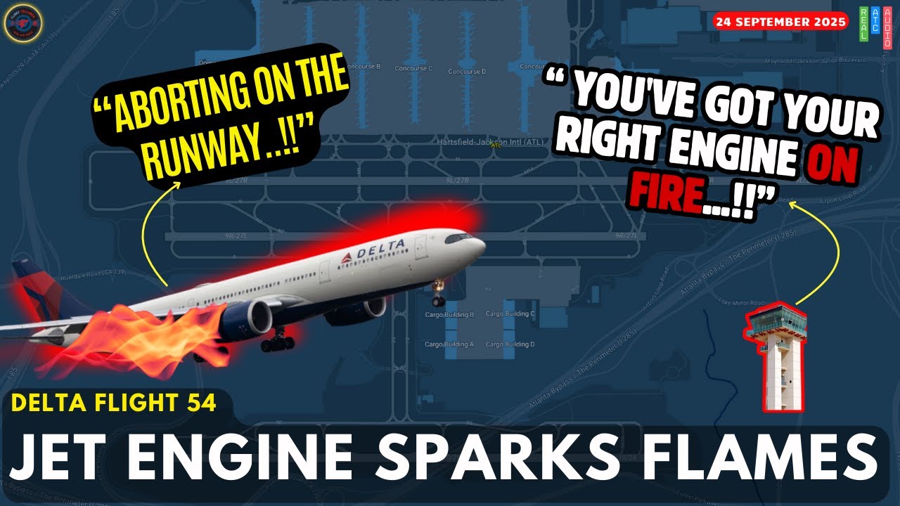 (BREAKING) Delta Engine catches on fire in KATL as it was rolling for ...