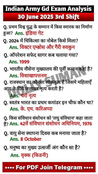 Indian Army Exam 2025 | Army Agniveer GD 30 June 3rd Shift Analysis | Army Agniveer Exam ...