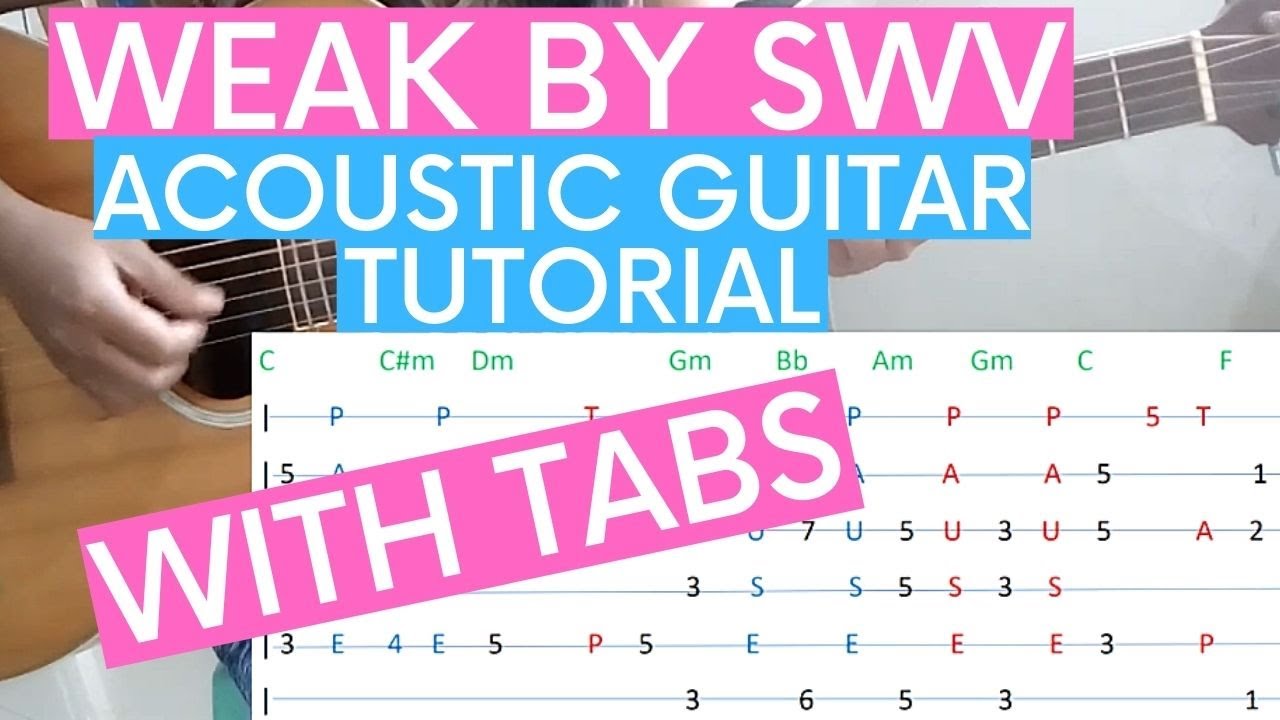 WEAK BY SWV ACOUSTIC GUITAR TUTORIAL with TABs ( Simple Arrangement ...